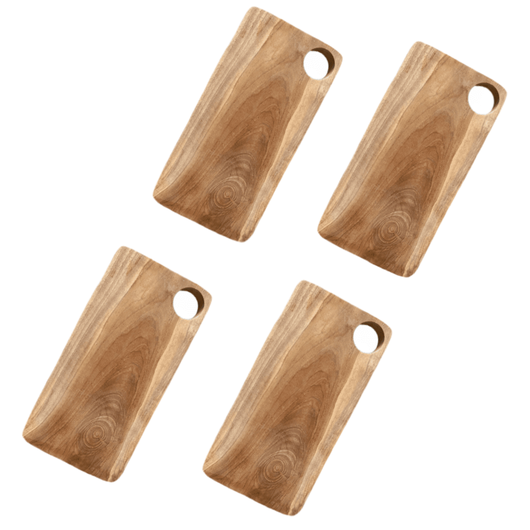 TEAKER - 4er Set Frühstücksbretter modern 28cm – Hall of Wood